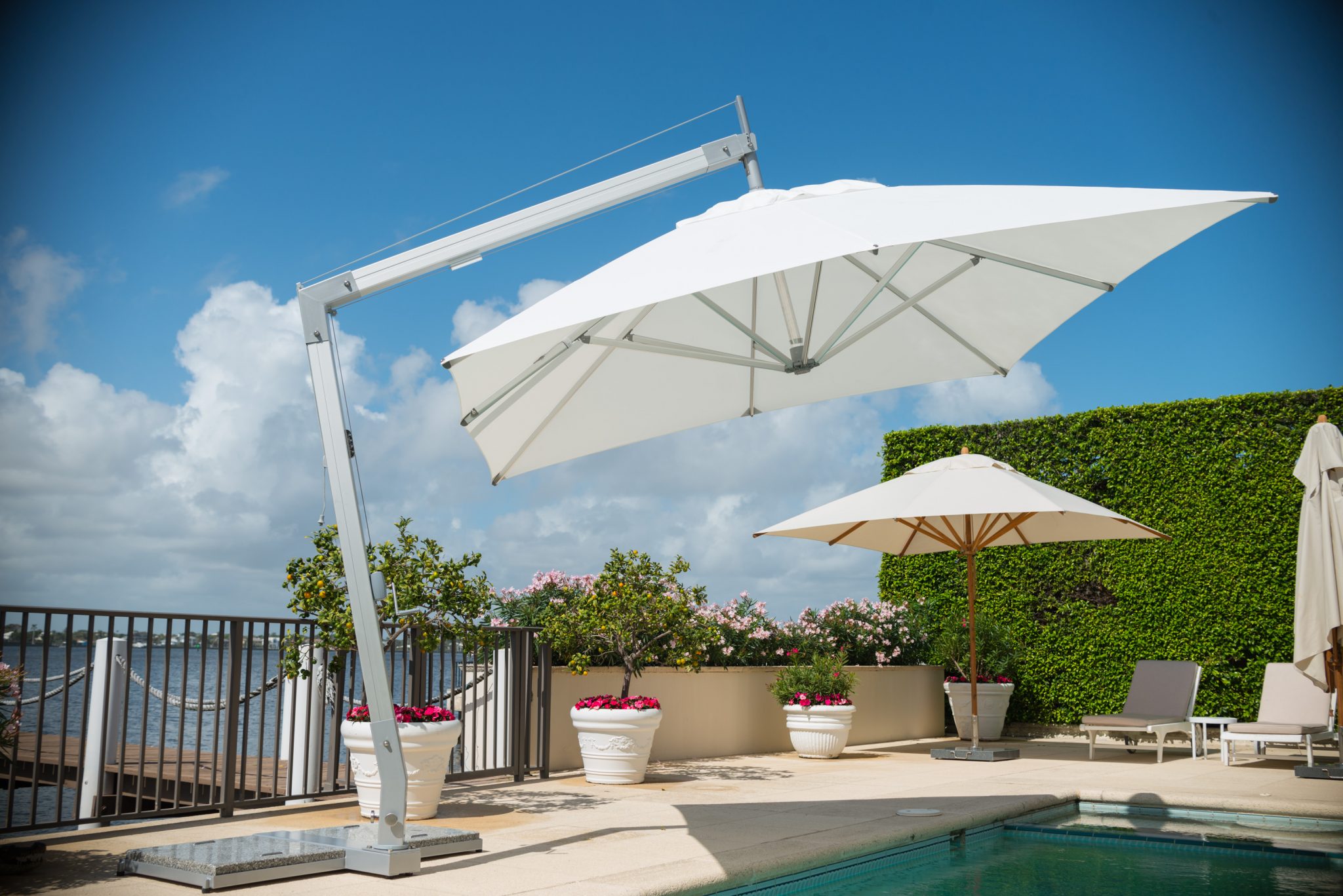 Bambrella Hurricane Side Wind (Offset) Aluminum Patio Umbrellas